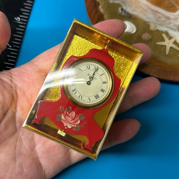 Vintage | Accents | Swiss Mini Boudoir Windup Red Table Clock For ...
